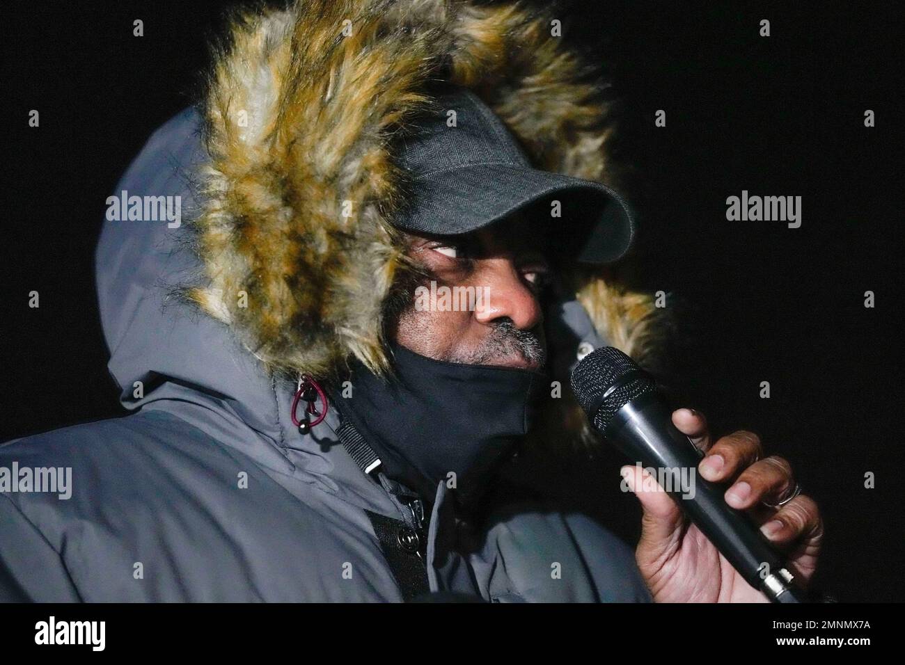 Rodney Wells, stepfather of Tyre Nichols, speaks at a prayer gathering ...