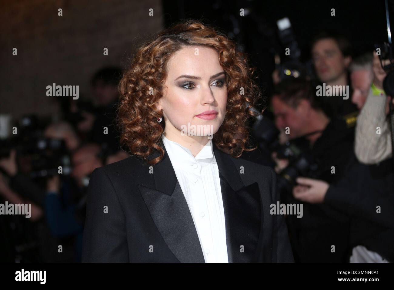 Actress Daisy Ridley poses for photographers upon arrival at the Empire ...