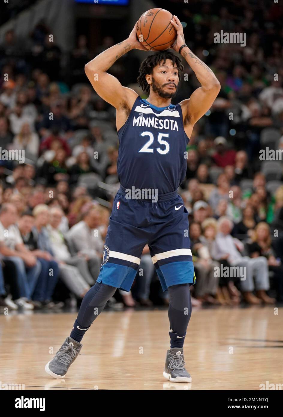 Minnesota Timberwolves guard Derrick Rose prepares to pass the ball ...