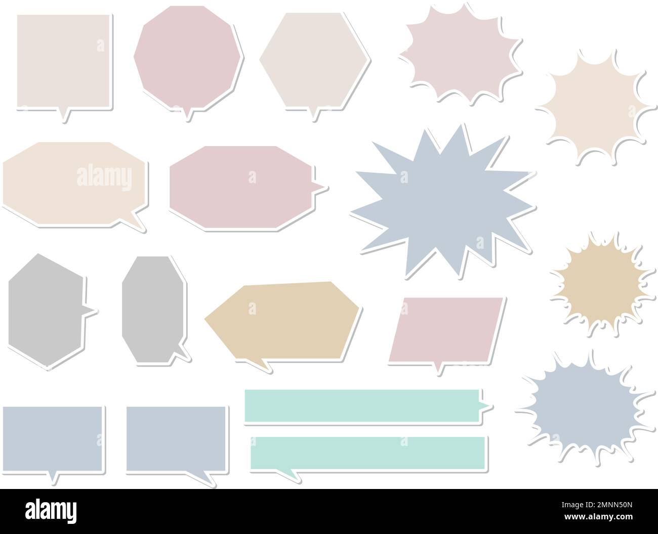 Angular speech bubble set with calm color. Style with white border and shadow Stock Vector Image ...