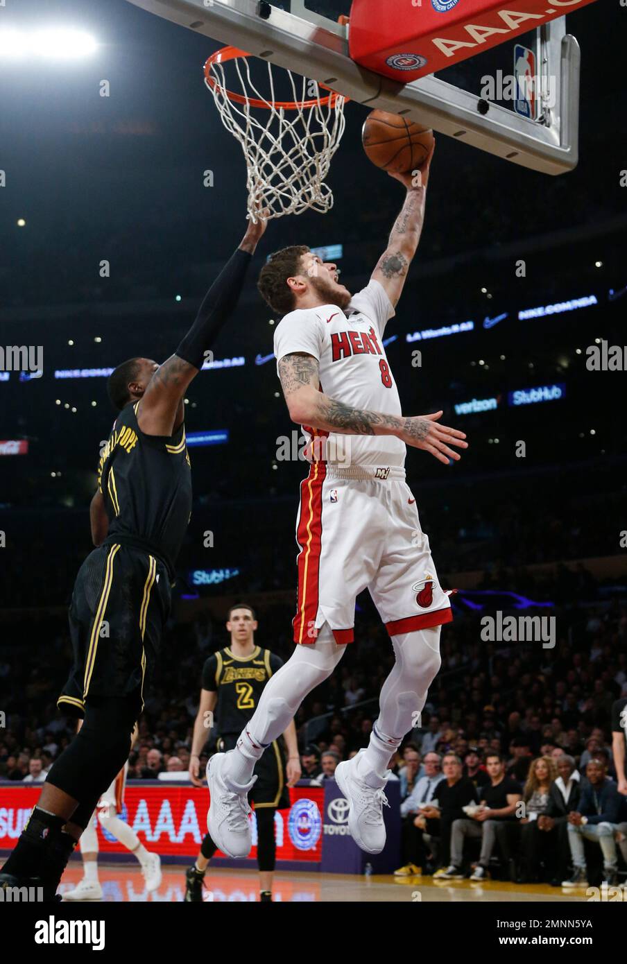 Miami Heat guard Tyler Johnson #8 in actions during an NBA basketball ...