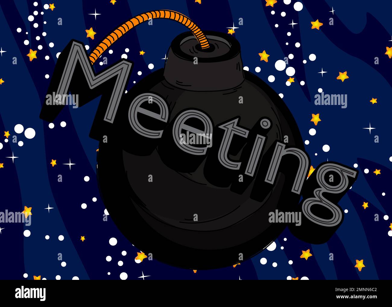 Meeting text with black Bomb. Cartoon Vector Illutration Stock Vector ...