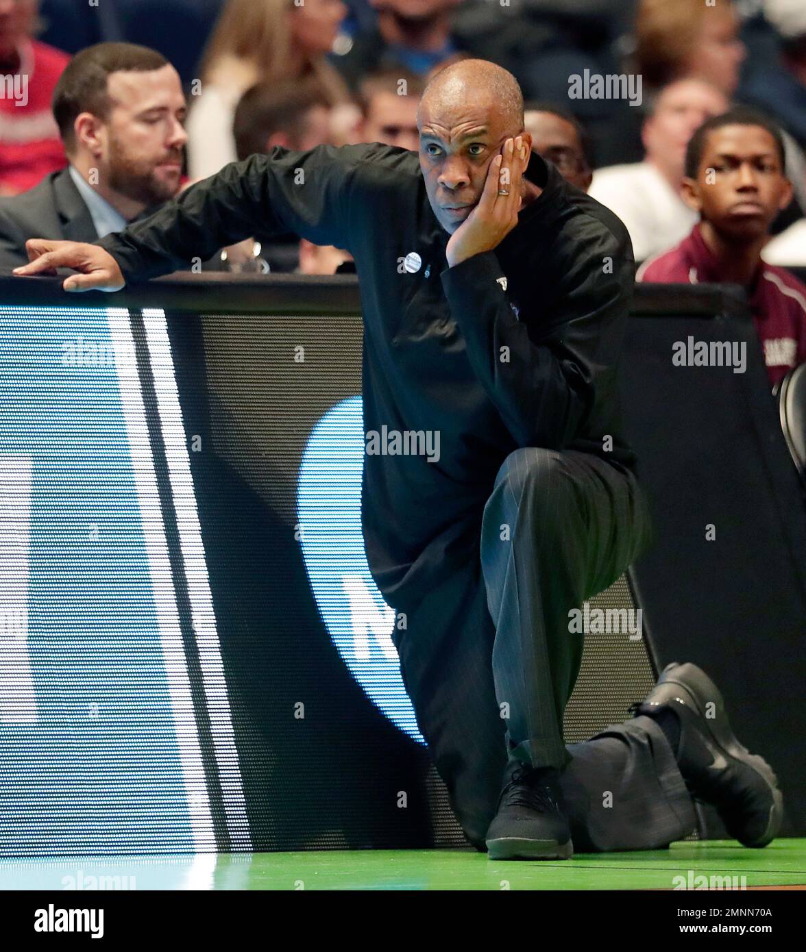 Texas Southern head coach Mike Davis watches from the bench in the ...