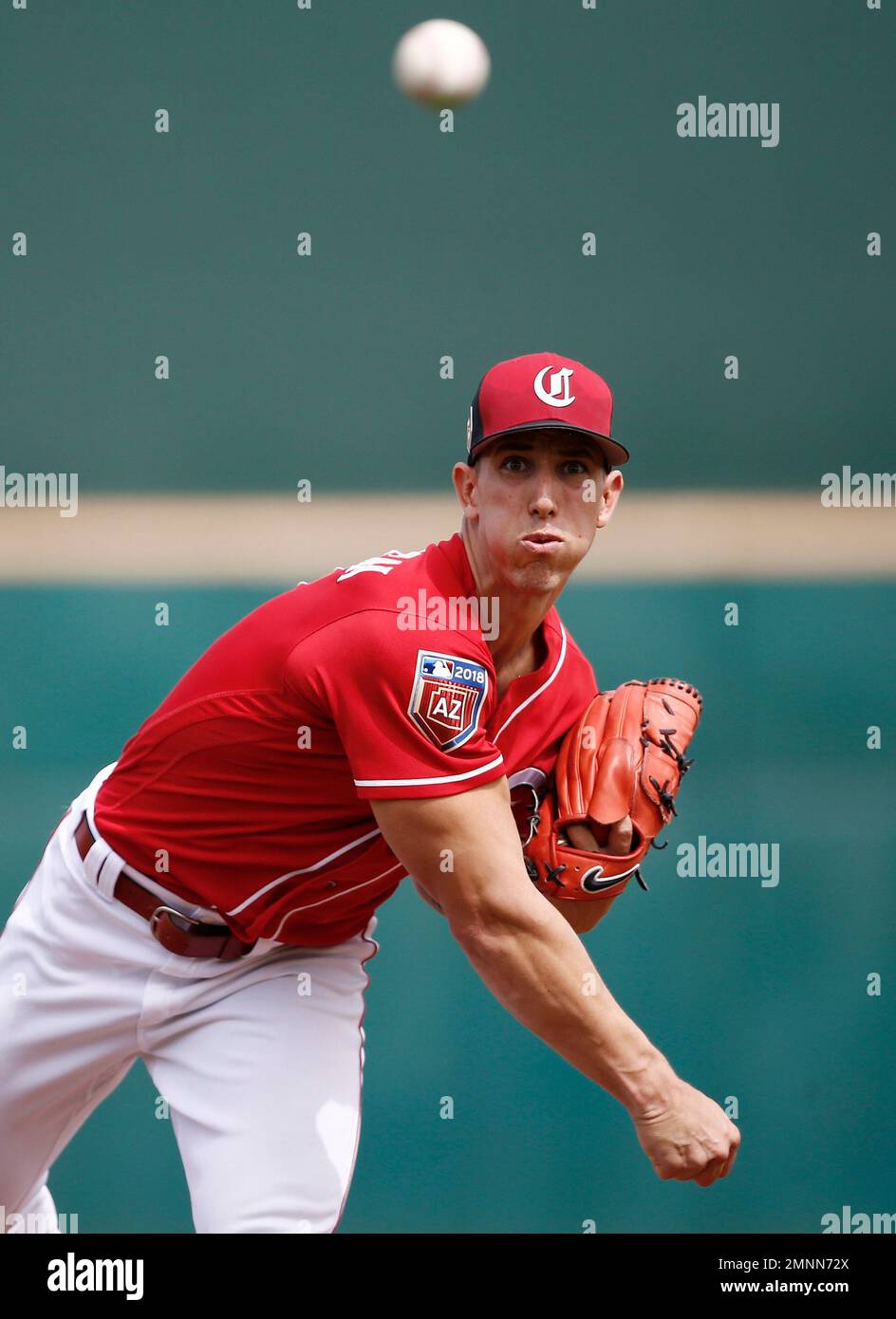 Cincinnati Reds pitcher Michael Lorenzen warms up prior to a spring ...