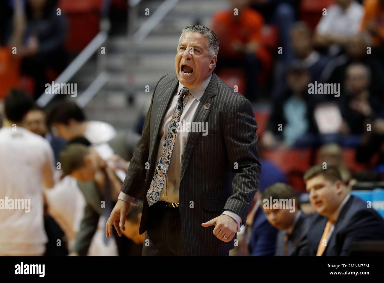 Auburn Head Coach Bruce Pearl Reacts During The First Half Of A First