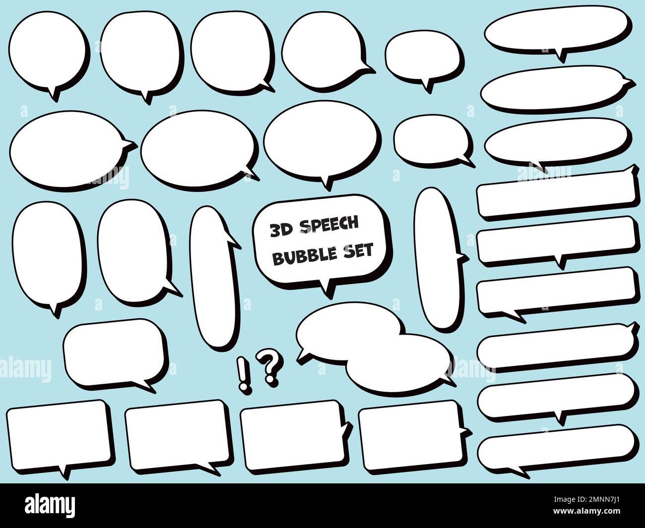 Round speech bubble set with 3D effect. White speech bubble with black shadow Stock Vector Image ...