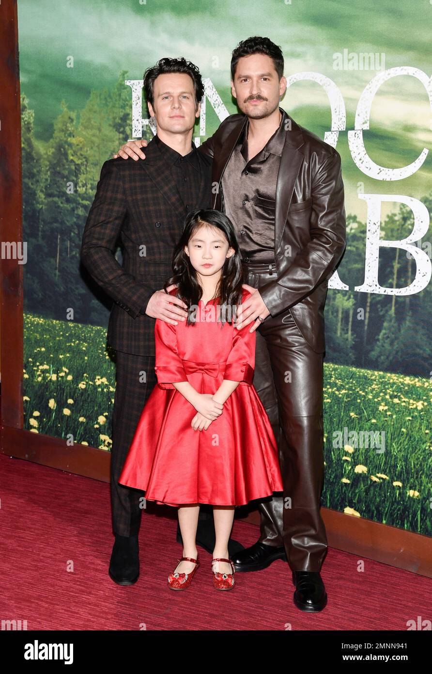 Jonathan Groff, left, Kristen Cui and Ben Aldridge attend the "Knock at ...