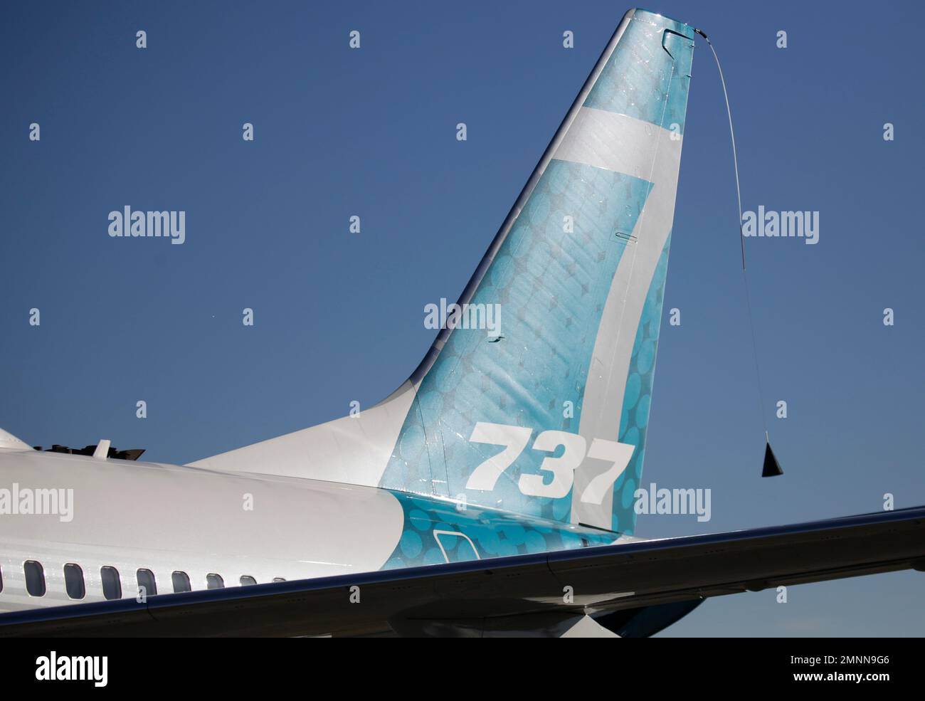 A Boeing 737 MAX 7 is pictured before the airplane's first flight ...