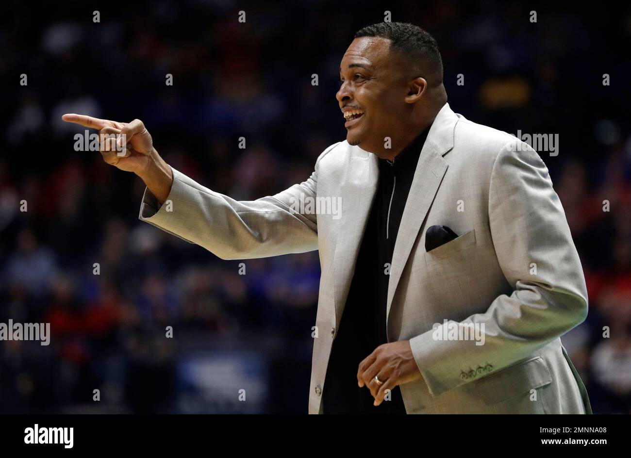 Georgia State head coach Ron Hunter calls out form the bench during ...
