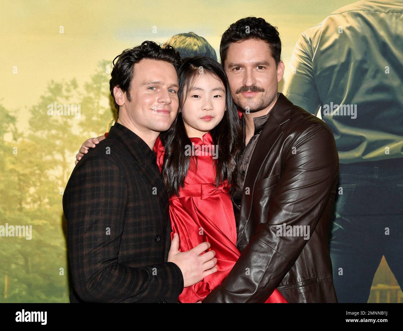 Jonathan Groff, left, Kristen Cui and Ben Aldridge attend the "Knock at ...