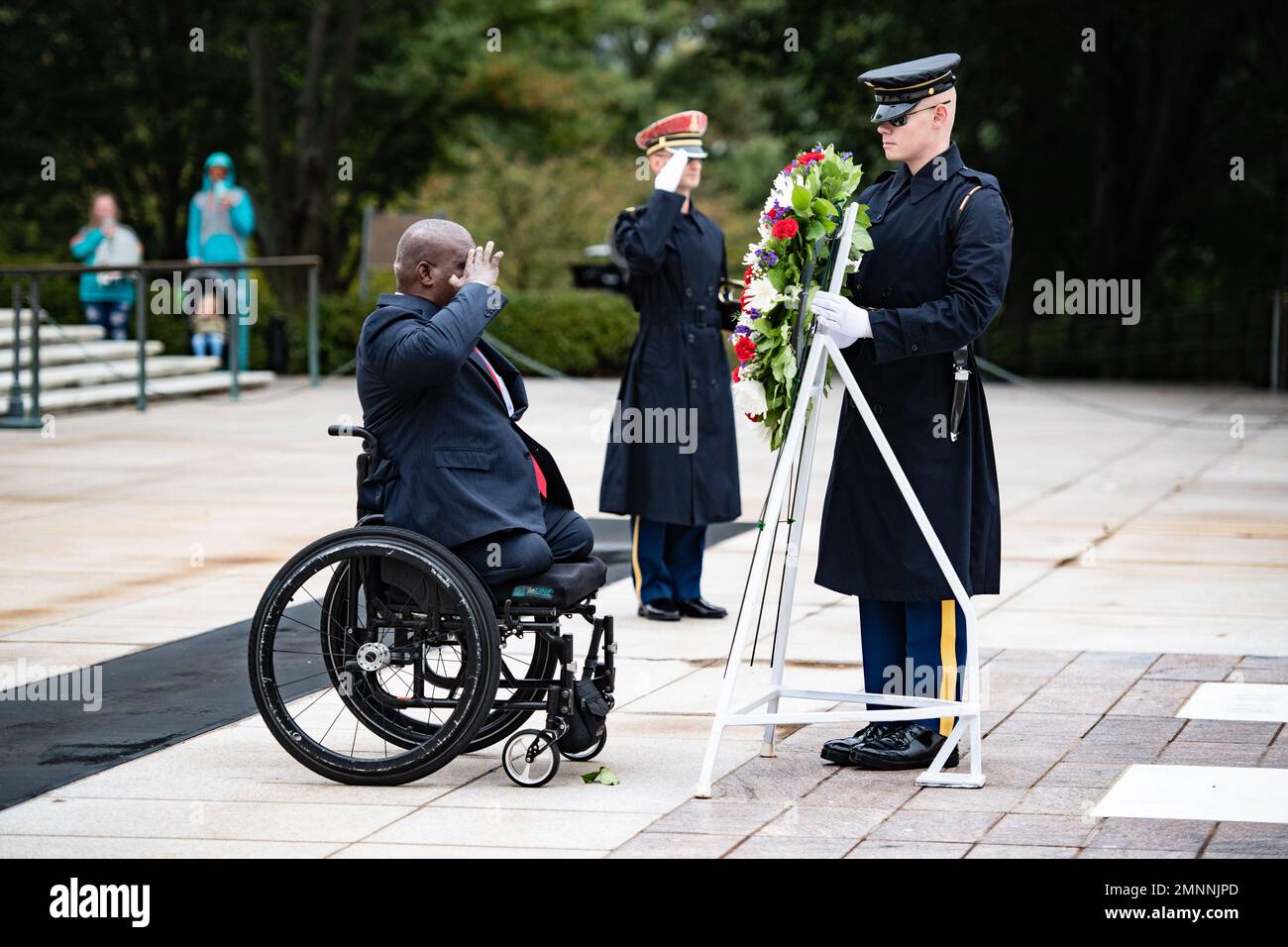 U.S. Army Col. (ret.) Gregory Gadson participates in a Public Wreath ...