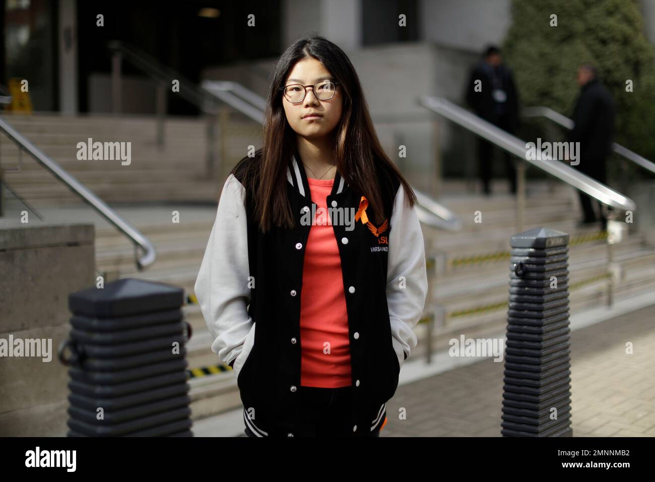 Izzy Harris, aged 17, from New York, poses for a portrait outside the ...