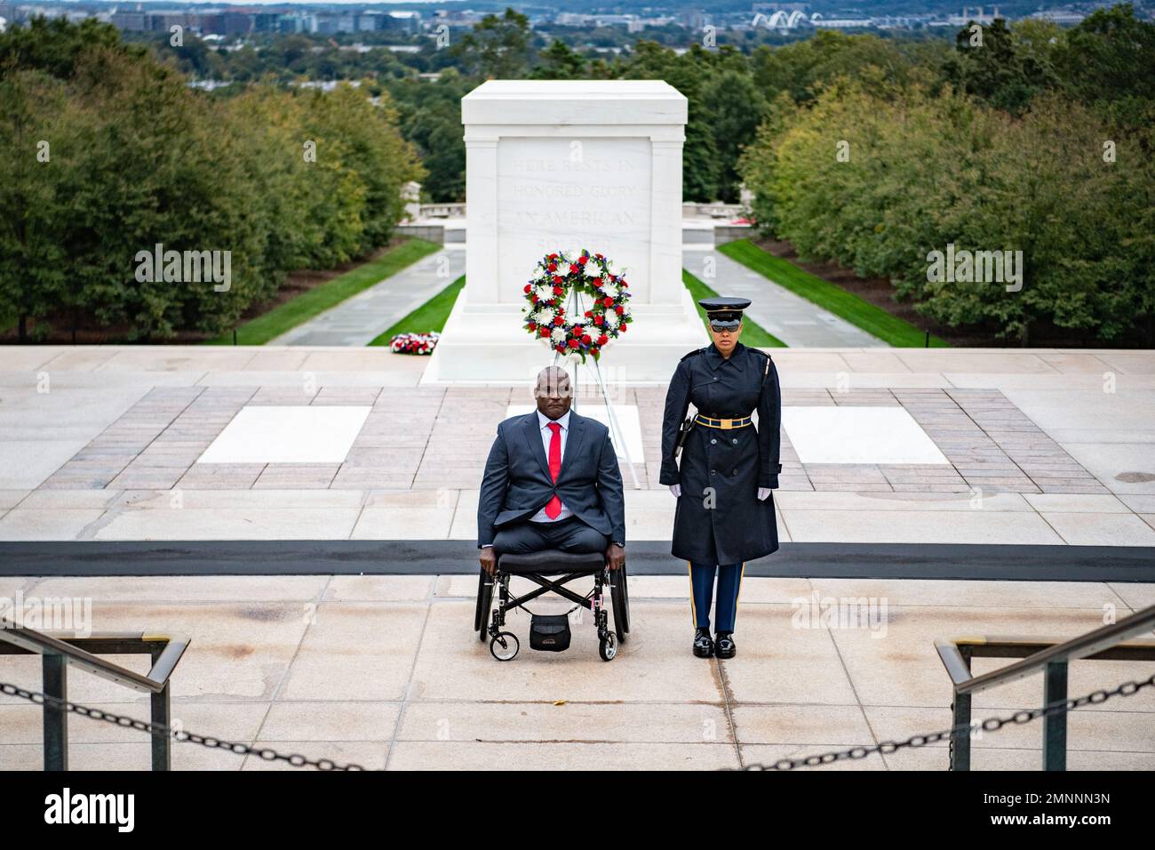 U.S. Army Col. (ret.) Gregory Gadson participates in a Public Wreath ...