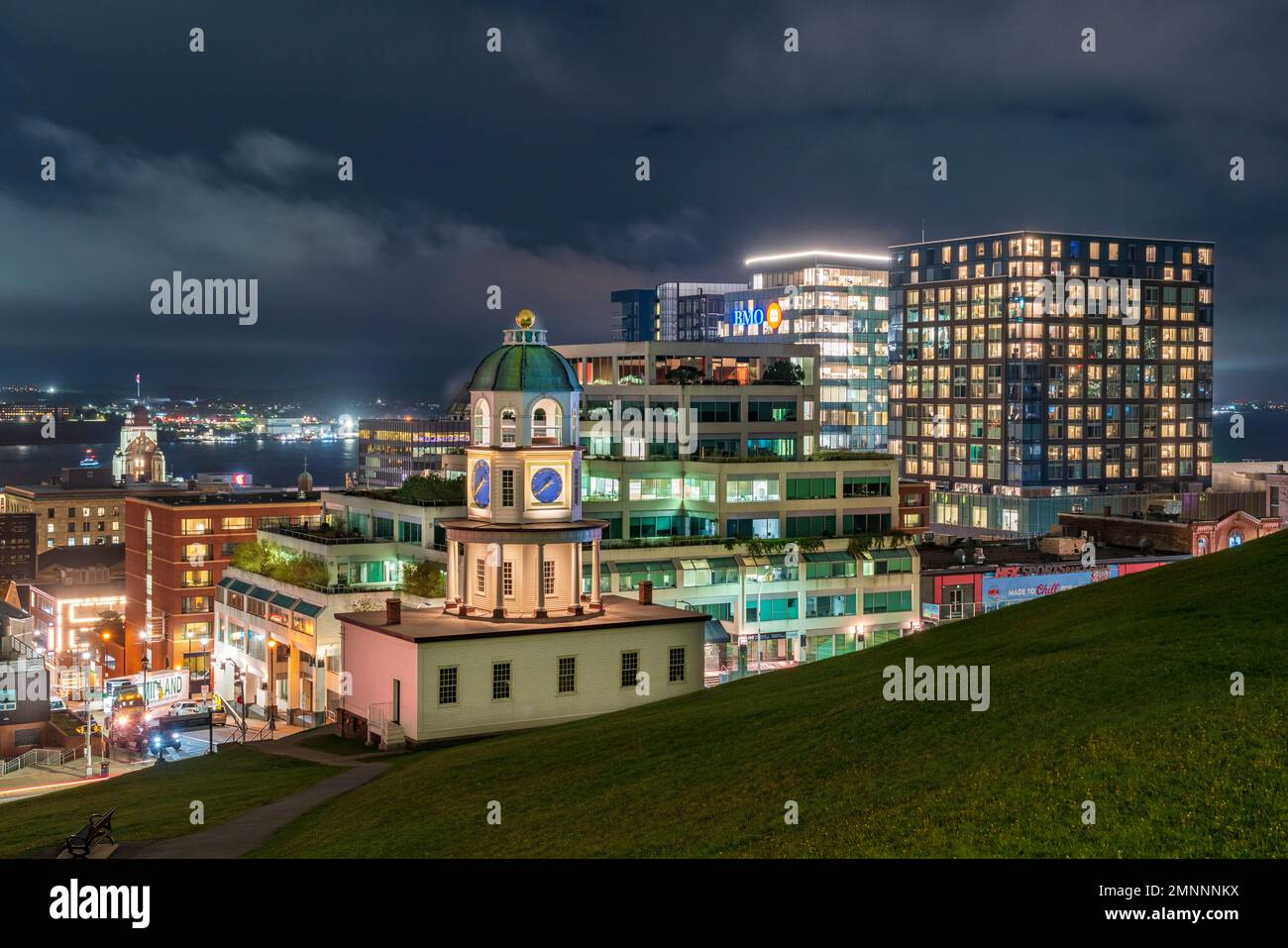The clock Tower at night in Halifax, Nova Scotia, Canada Stock Photo ...