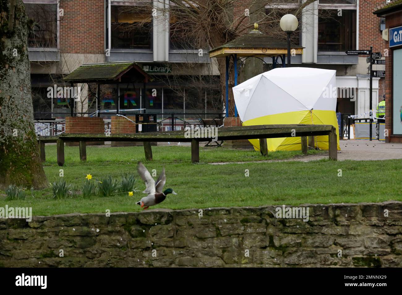 A Police Tent Covers The Area Where Former Russian Double Agent Sergei
