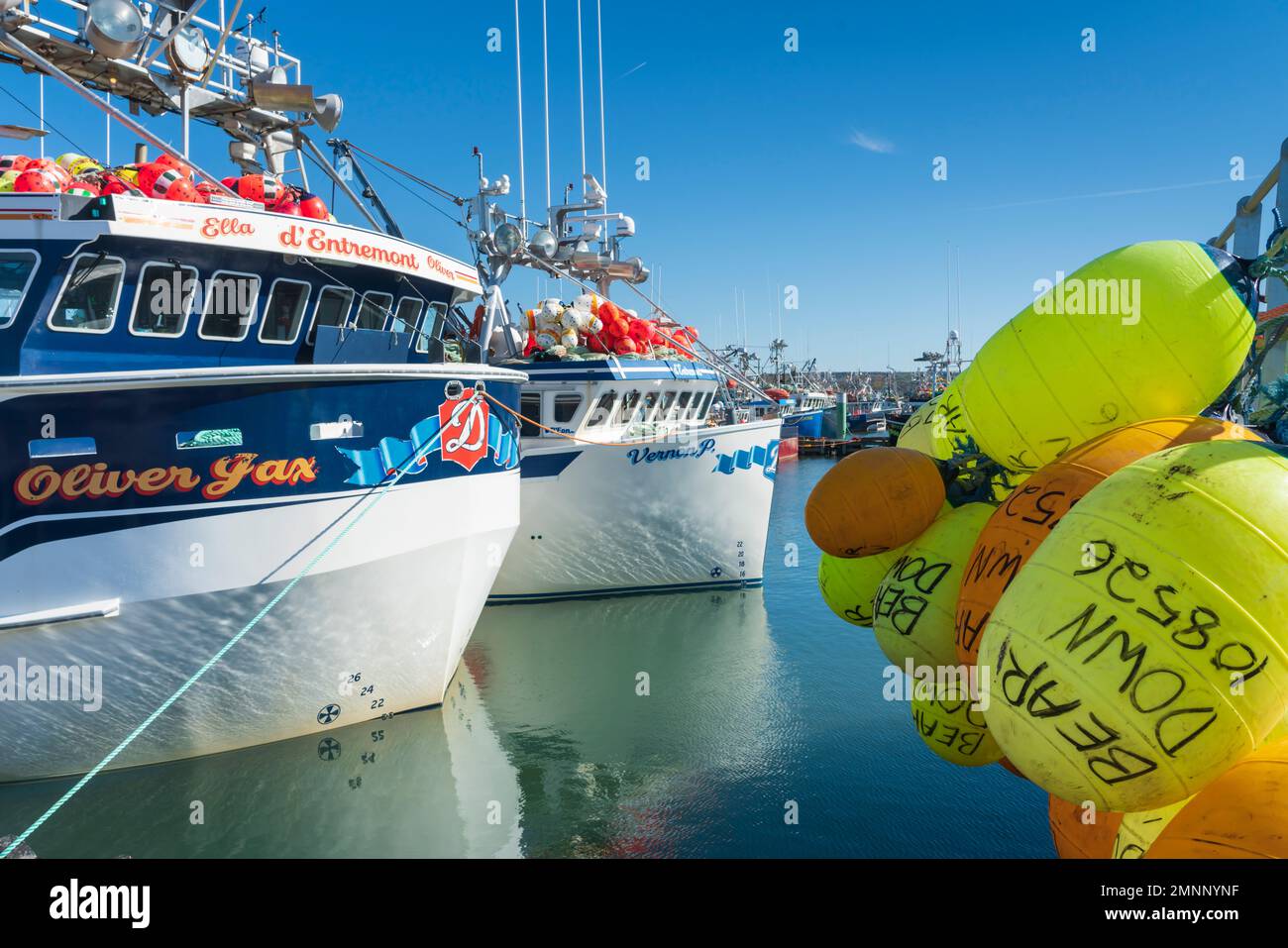 Fishing boats preparing for opening of the fishing season on the docks ...