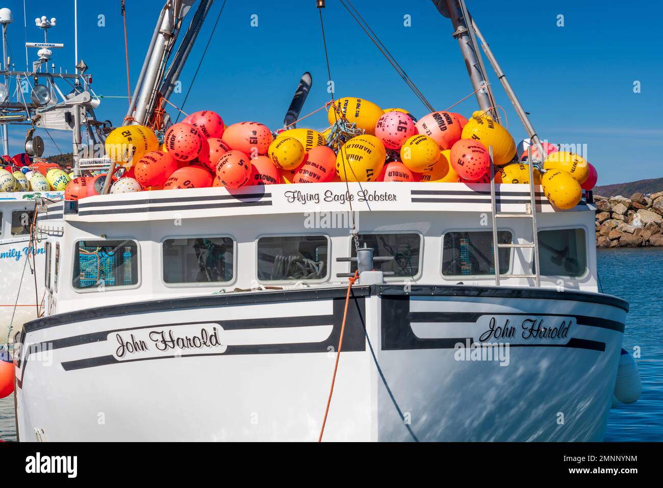 Fishing boats preparing for opening of the fishing season on the docks ...