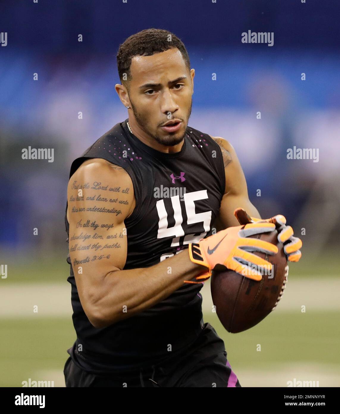 Wake Forest defensive back Jessie Bates runs a drill during the NFL ...