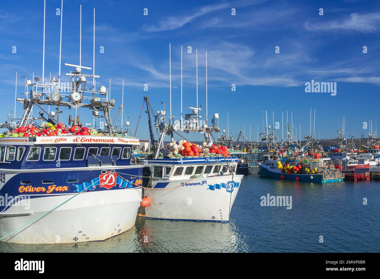 Fishing boats preparing for opening of the fishing season on the docks ...