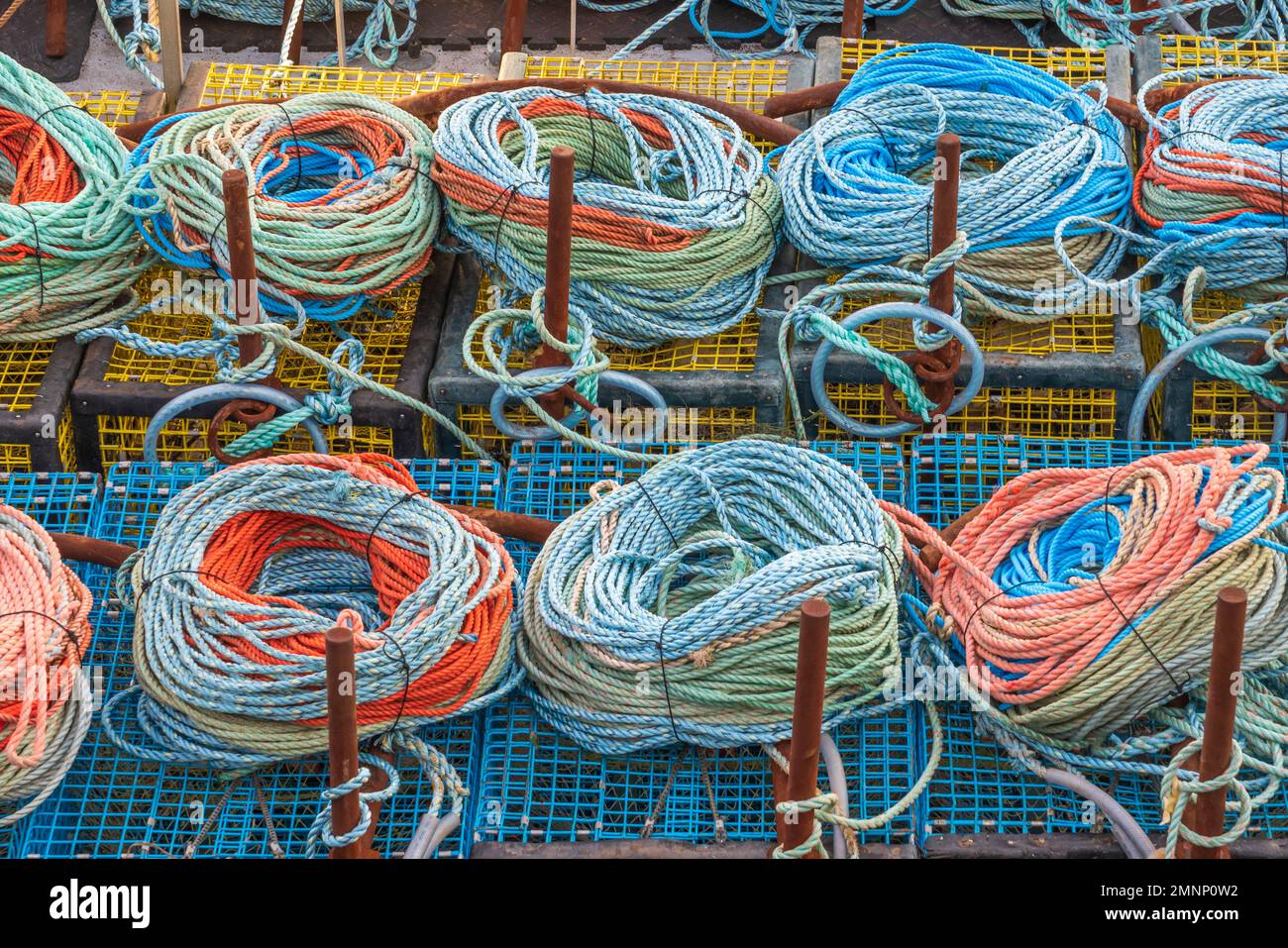 Fishing paraphernalia on boats preparing for opening of the fishing ...