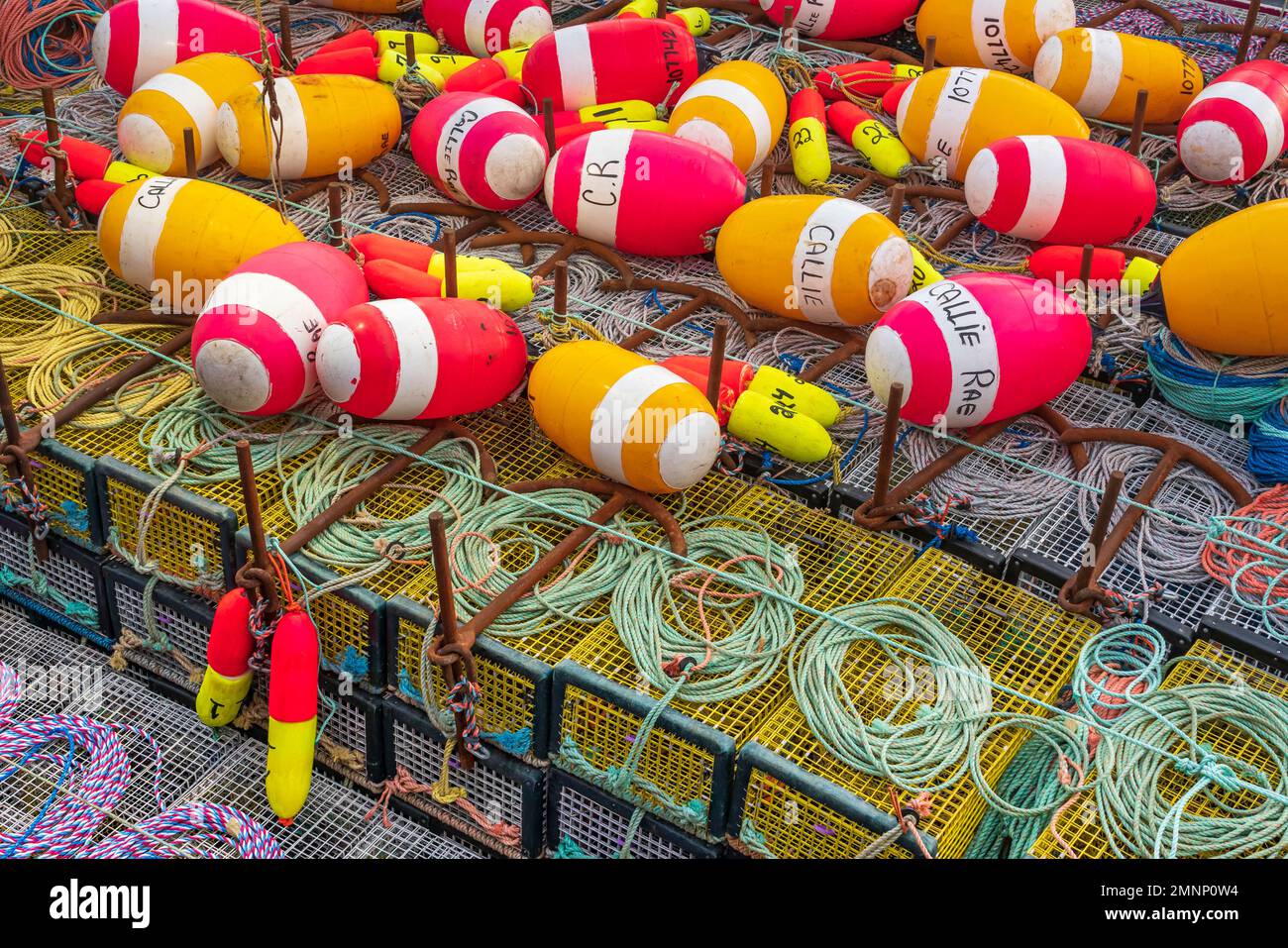 Fishing paraphernalia on boats preparing for opening of the fishing ...