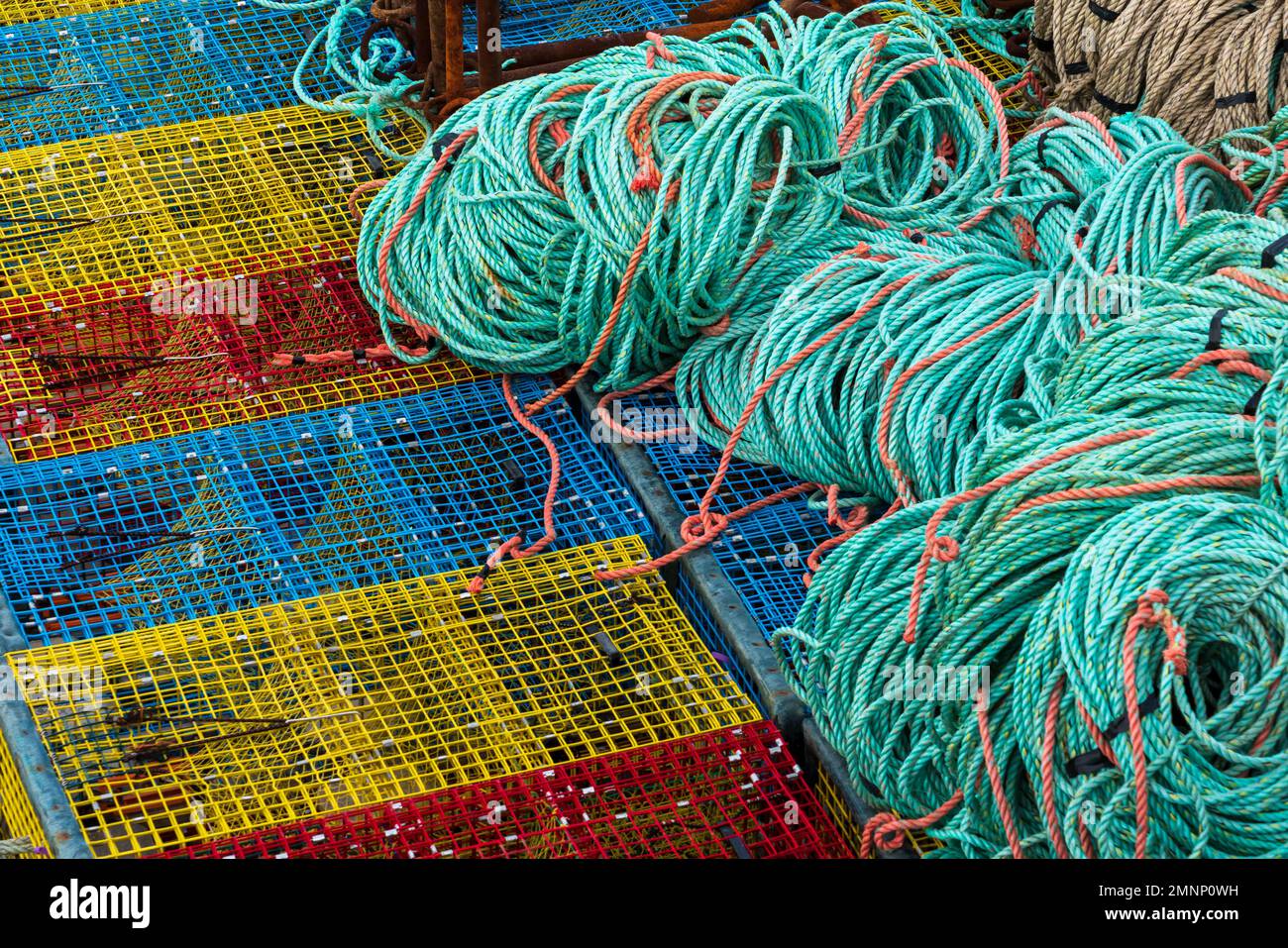 Fishing paraphernalia on boats preparing for opening of the fishing ...
