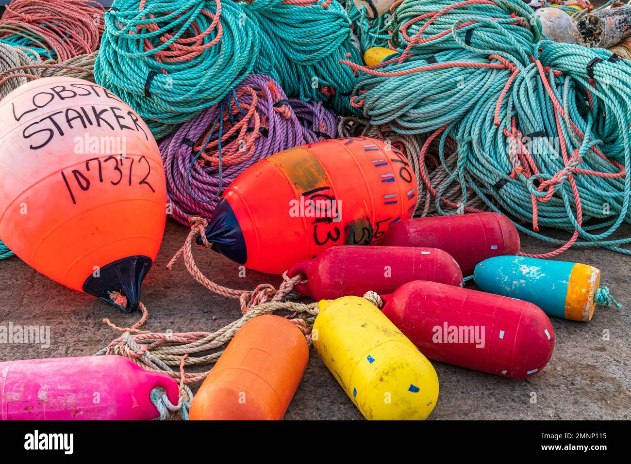 Fishing paraphernalia on boats preparing for opening of the fishing ...