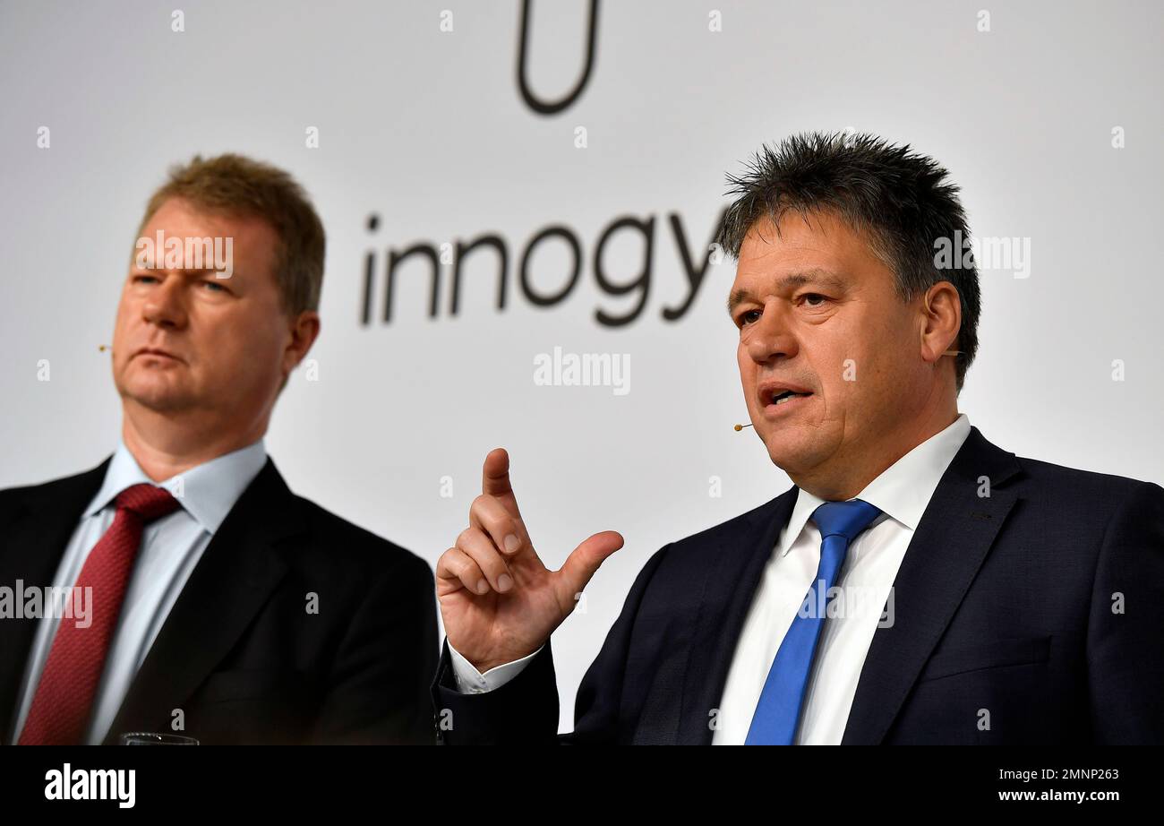 CEO Uwe Tigges of power provider innogy SE makes a gesture at the ...