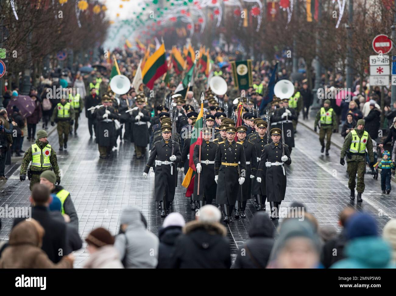 Lithuanian soldiers march during a celebration of Lithuania's ...