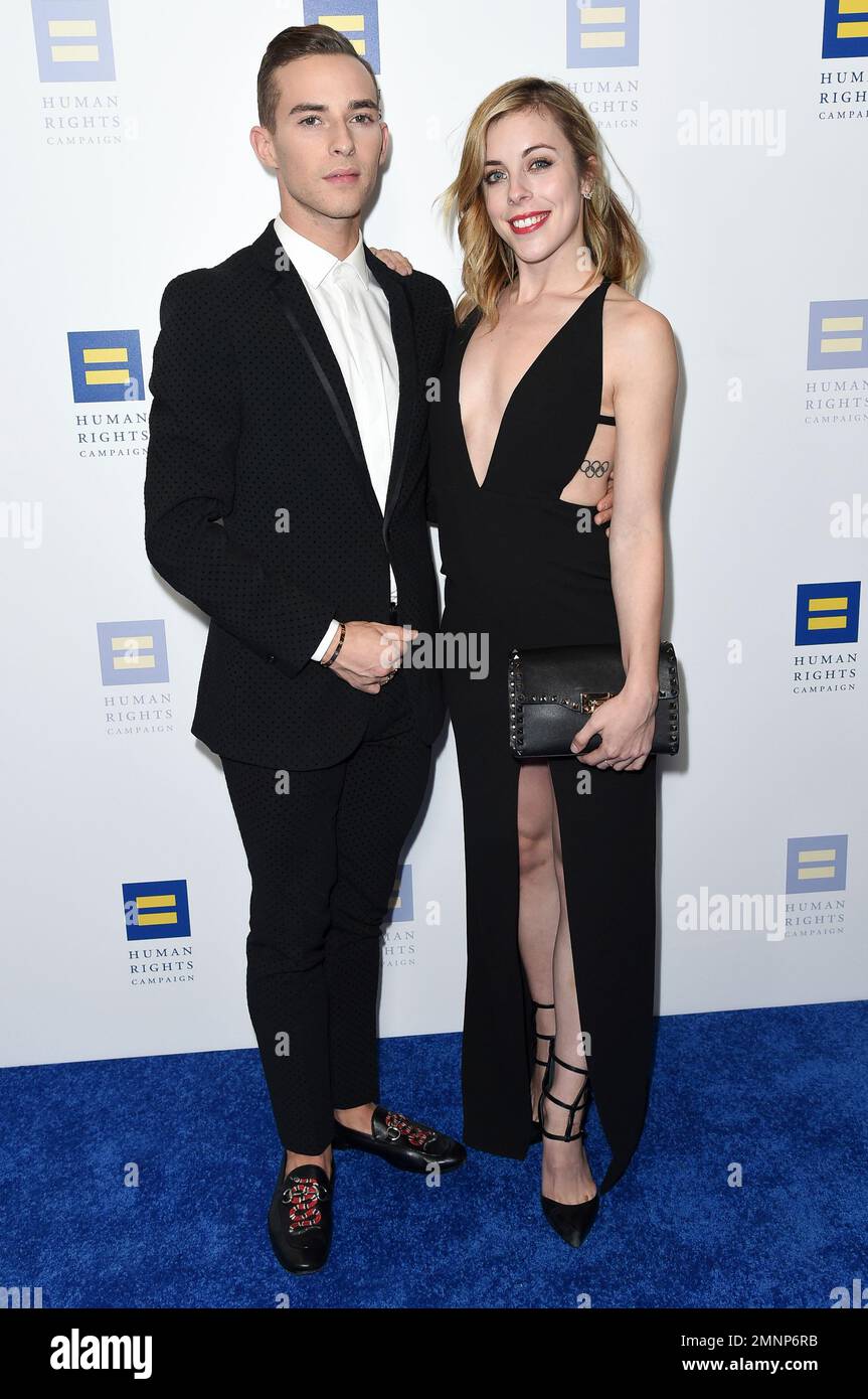 Adam Rippon, left, and Ashley Wagner attend the 2018 Human Rights ...