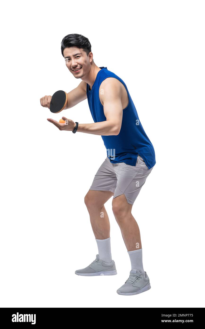 The young man to play table tennis Stock Photo - Alamy