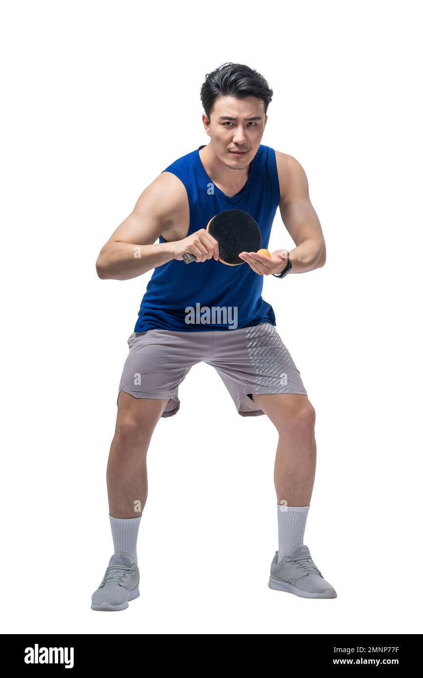 The young man to play table tennis Stock Photo - Alamy