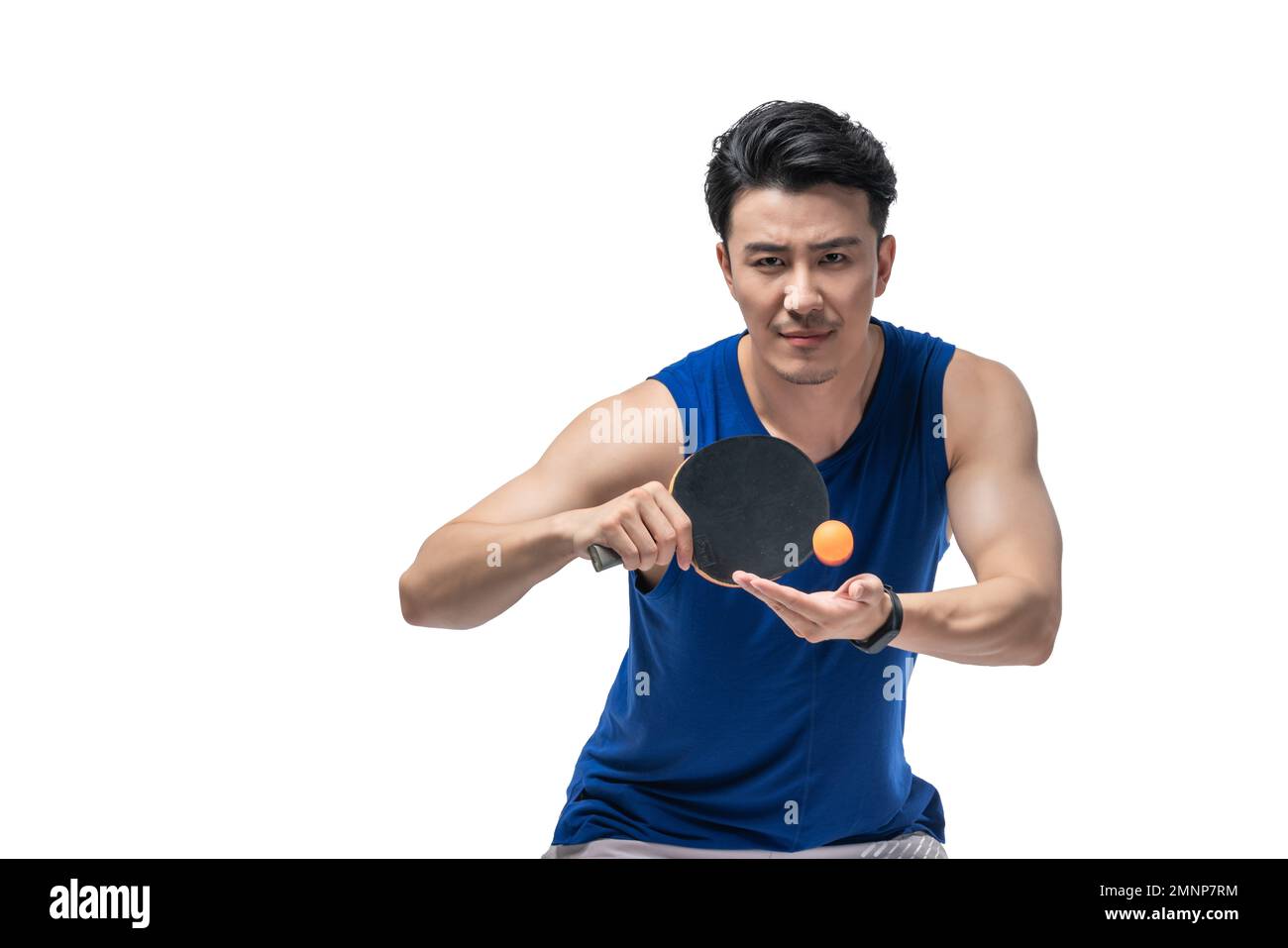 The young man to play table tennis Stock Photo - Alamy