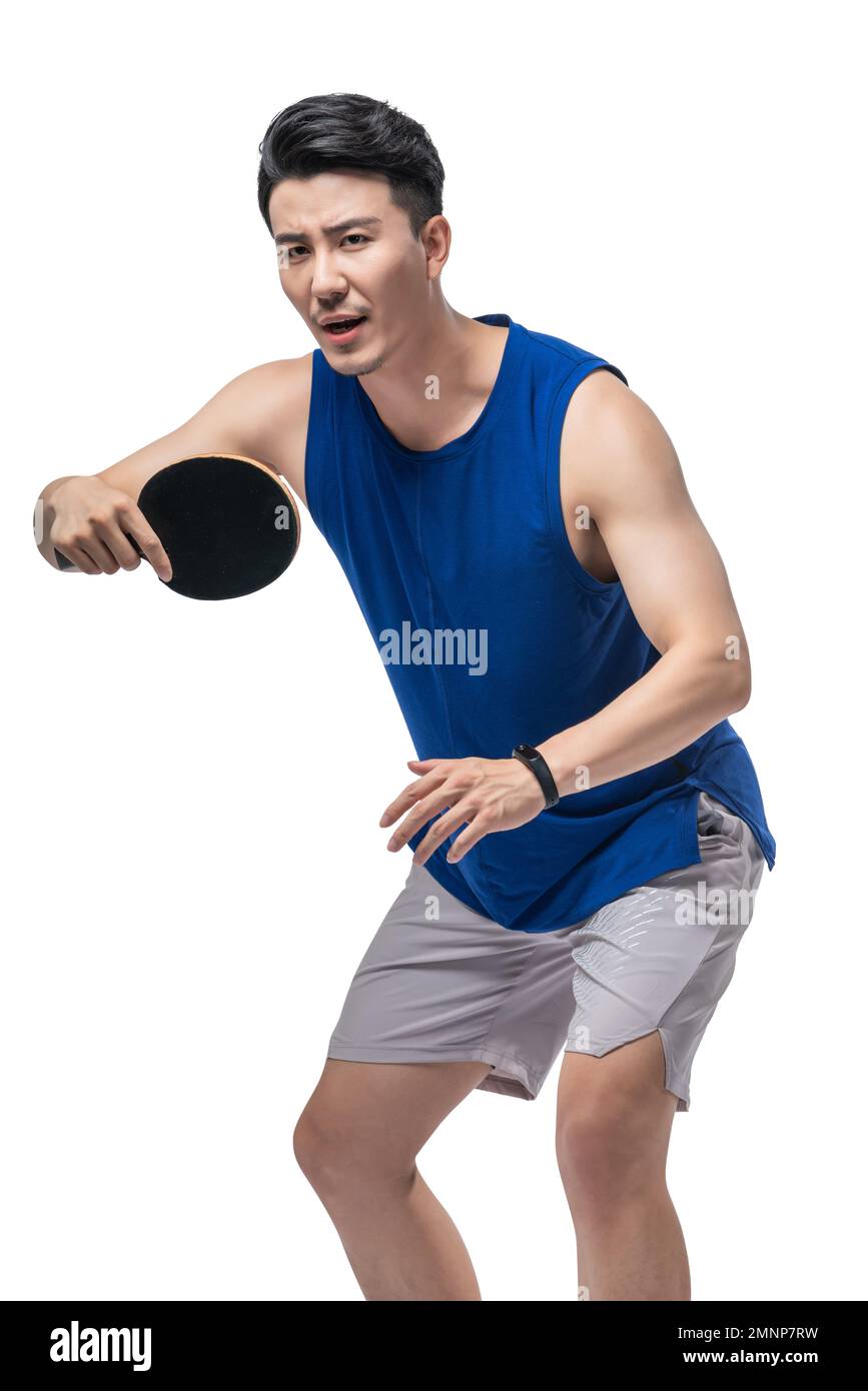 The young man to play table tennis Stock Photo - Alamy