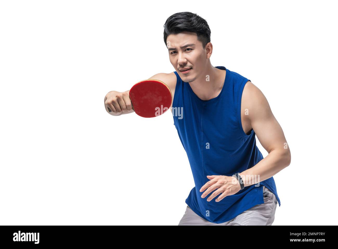 The young man to play table tennis Stock Photo - Alamy
