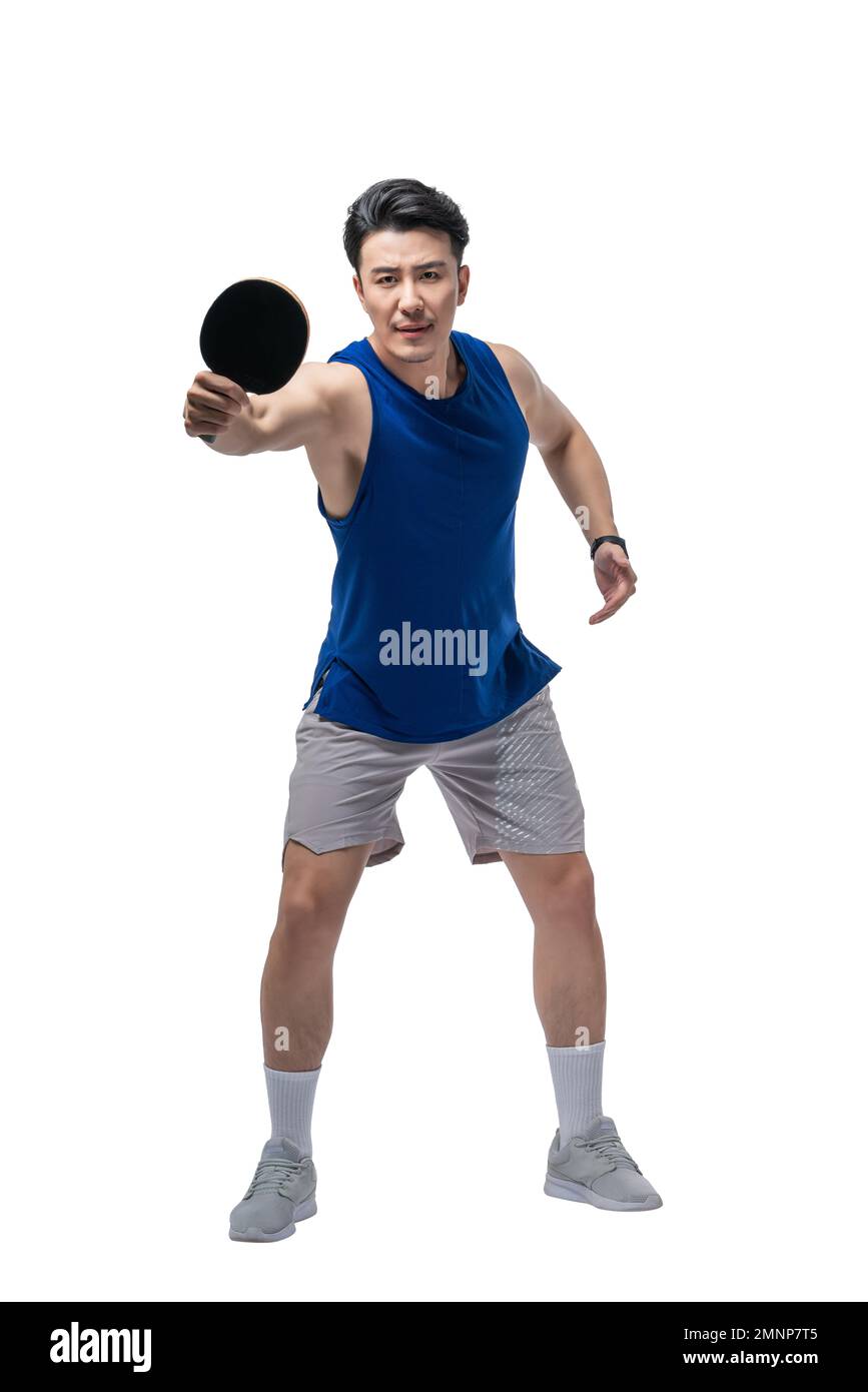 The young man to play table tennis Stock Photo - Alamy