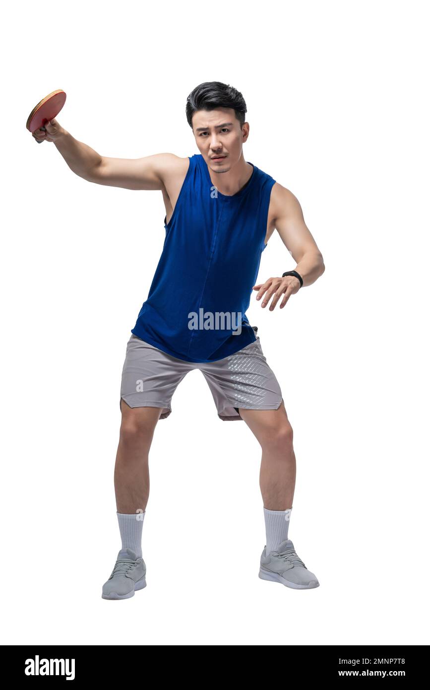 The young man to play table tennis Stock Photo - Alamy