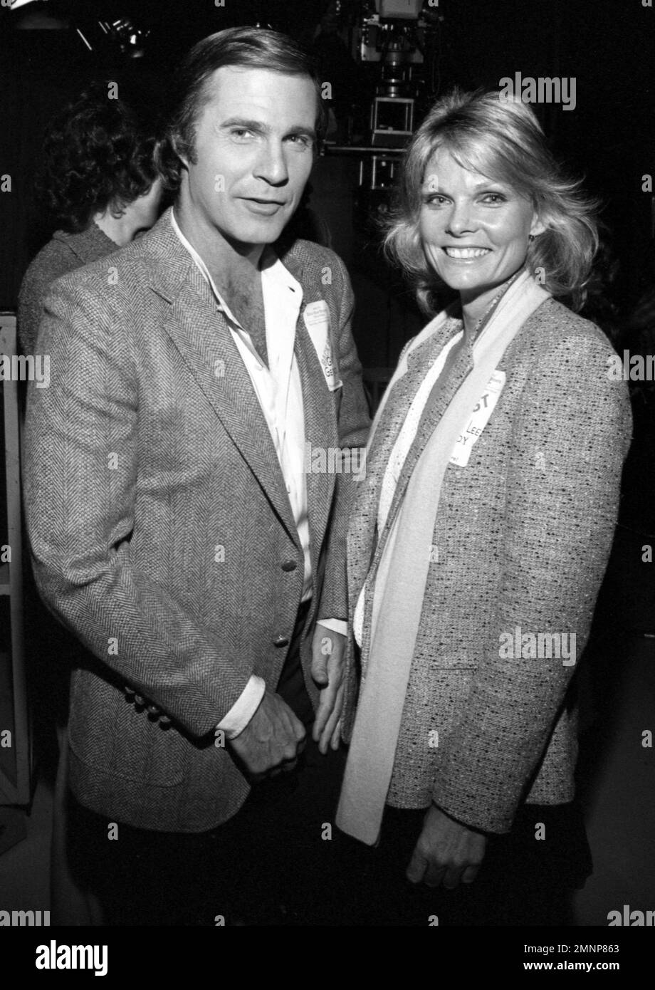 Gil Gerard and Cathy Lee Crosby at the Save Your Sports Telethon at KHJ ...