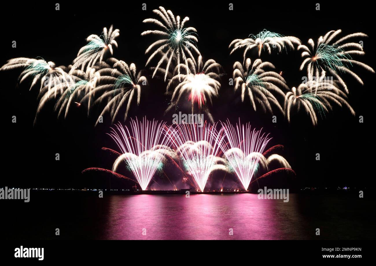 A fireworks display from Alessi Fuochi Artificiali of Italy is launched ...