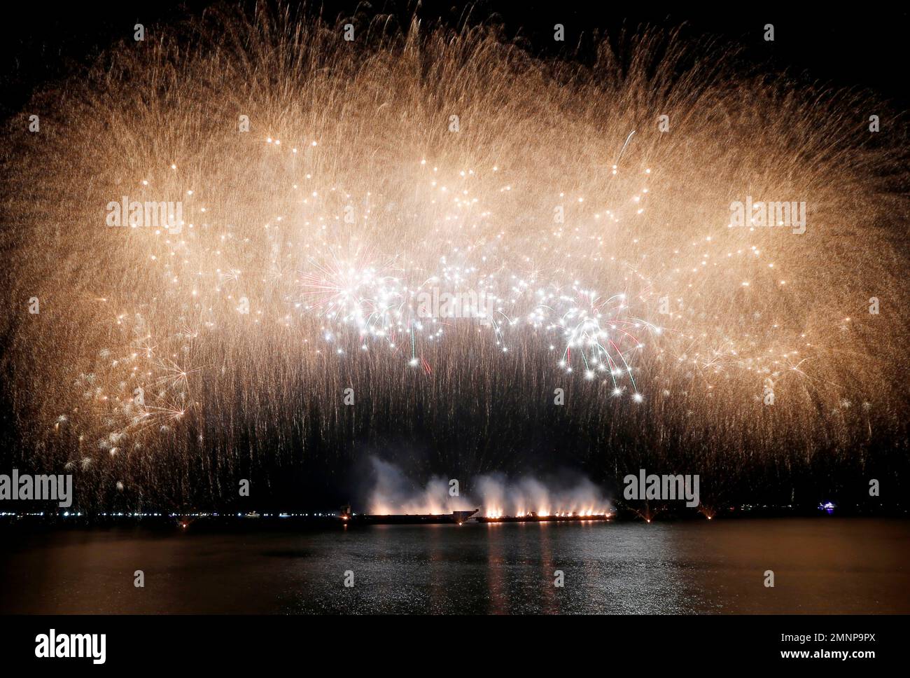 A fireworks display from Alessi Fuochi Artificiali of Italy is launched ...