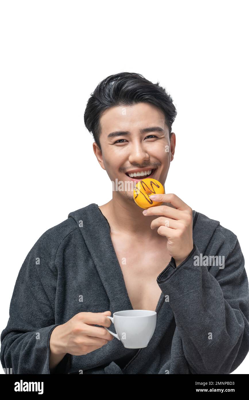 A young man in a bathing suit in the coffee Stock Photo - Alamy