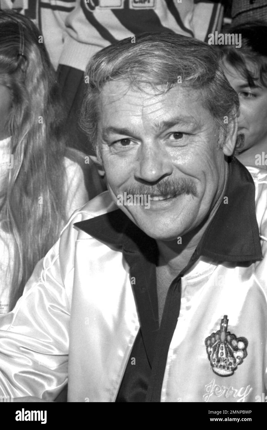 Jerry Buss at the Save Your Sports Telethon at KHJ TV Studios in Los ...