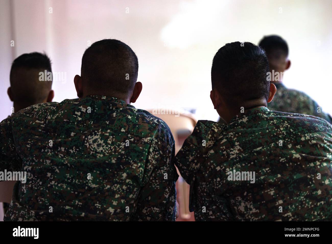 Philippine Marines with 3rd Marine Brigade watch a video demonstration ...
