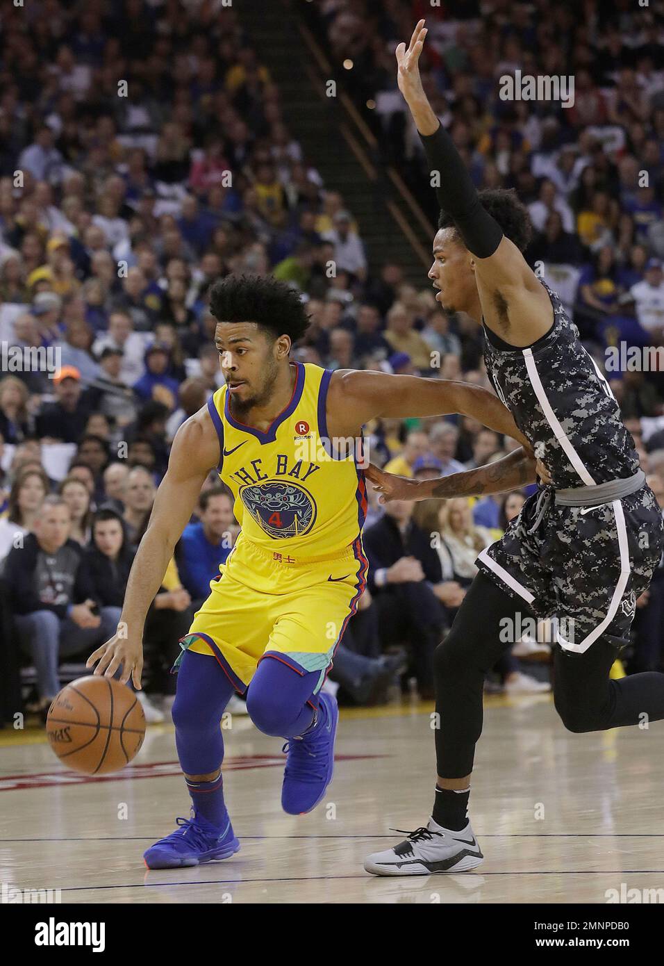 Golden State Warriors guard Quinn Cook (4) drives against San Antonio ...