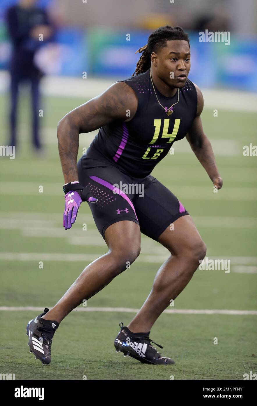 Central Florida linebacker Shaquem Griffin runs a drill during the NFL ...