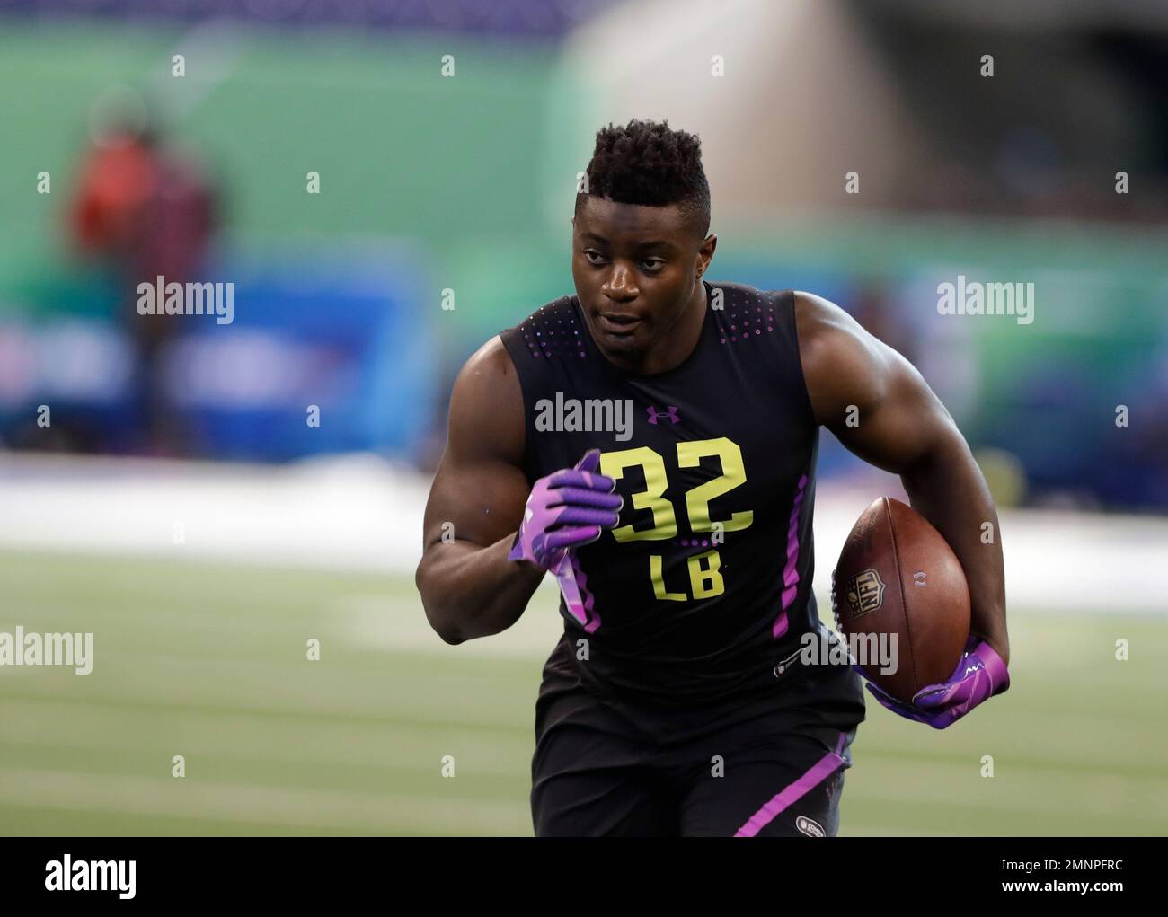 Arizona State linebacker Christian Sam runs a drill during the NFL ...