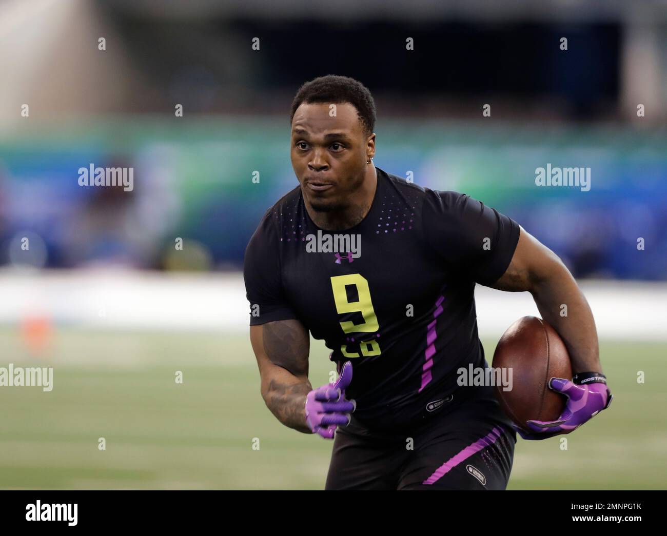 Indiana linebacker Chris Covington runs a drill during the NFL football ...