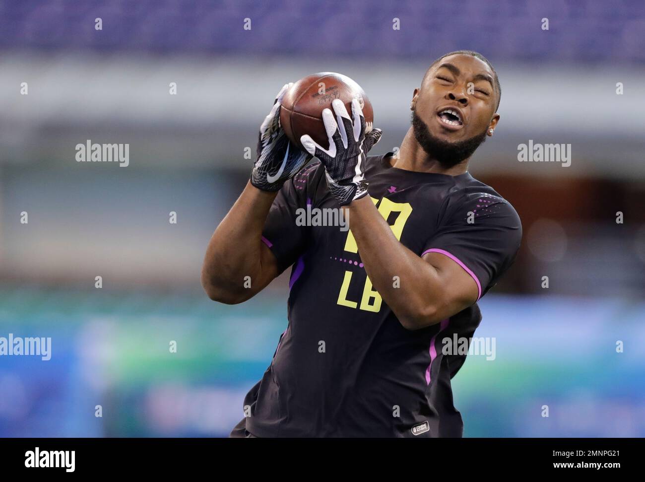 Jacksonville State linebacker Darius Jackson runs a drill during the ...