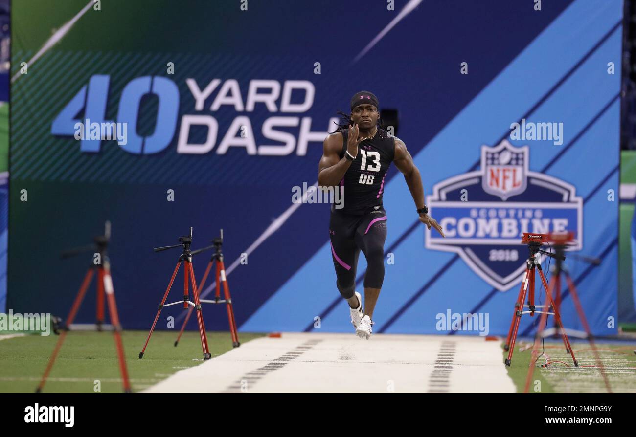Illinois State defensive back Davontae Harris runs the 40-yard dash ...