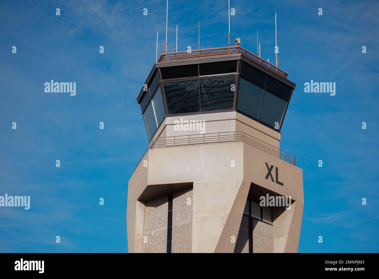 The Air Traffic Control tower sits at the edge of the flight line at ...